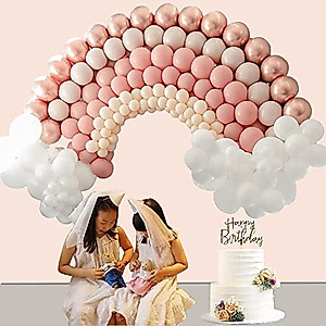 235 pcs Rainbow Balloon Arch Garland Kit Happy Birthday Boho Balloons Dusty Pink White Rose Gold Nude Balloons Baby Shower Wedding Anniversary Bridal Shower Party Decorations Backdrop