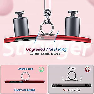 Anqrp Shockproof for Galaxy S21 Ultra Case 5G, [Heat Dissipation] [No Fall-Off Kickstand] 360°Metal Ring Military Grade Protection Phone Case with Samsung Galaxy S21 Ultra 6.8 Inch, Red