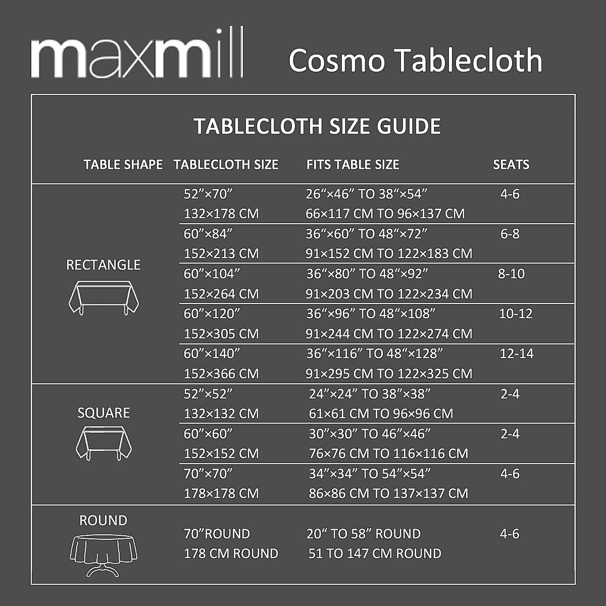 maxmill Faux Linen Textured Rectangle Tablecloth Water Resistant Wrinkle Free Spill-Proof, Soft Table Cloth for Dining Room Decoration, Banquet Parties Event Holiday Dinner, 60 x 84 Inch Beige