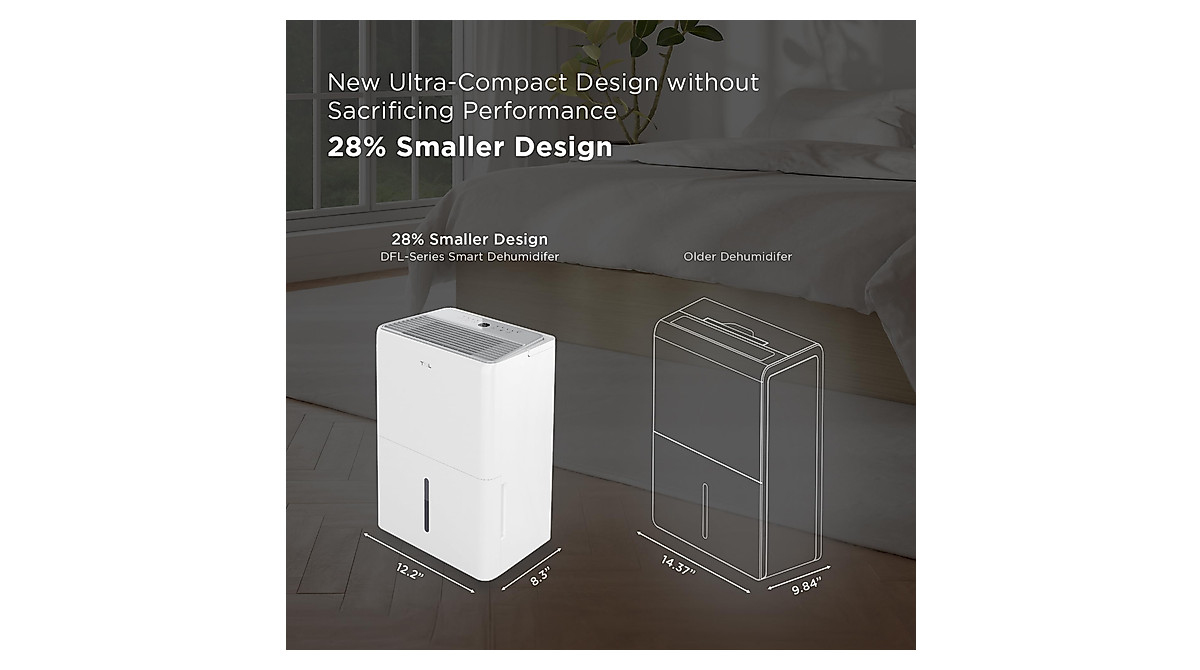 TCL H25D44W 25 Pint Smart Dehumidifier - Energy Efficient