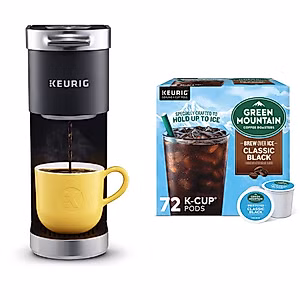 Keurig K-Mini Plus Coffee Maker with Green Mountain Coffee Roasters Brew Over Ice Classic Black, 72 Count