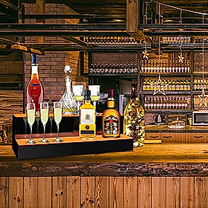 KERTY LED Lighted Liquor Bottle Display Shelf 20 Inch 2 Step Acrylic Lighted Mounted Wine Racks for Commercial Home Bar, Illuminated Bar Bottle Lighting Shelves with Remote and App Control