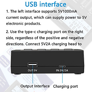 4-Bay 18650 Battery Charger, Test Battery Capacity, LCD Display, Fast Charging, Universal Battery Charger for 3.7V 26650 18650 18350 20650 14500 18500 1.2V AA AAA C SC Size Batteries