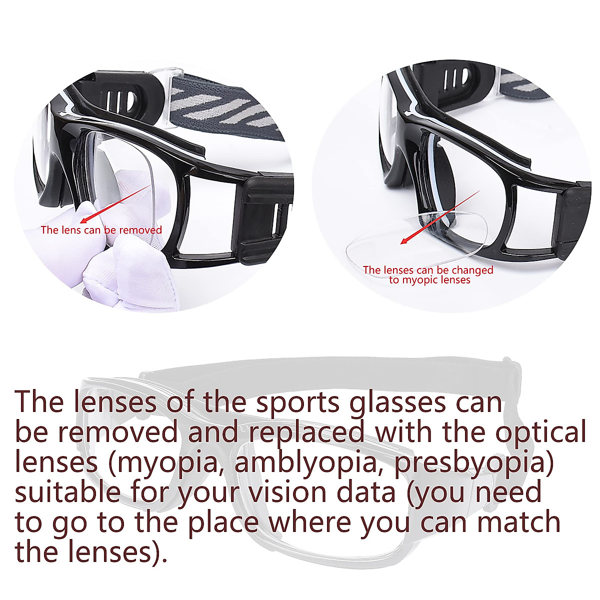 SooGree Sport Goggles Glasses Squash & Racquetball Goggles Basketball Glasses Adjustable Strap Resistant Impact