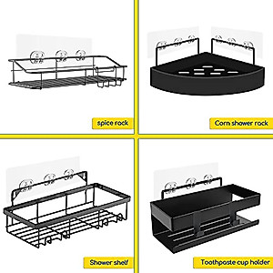 Umart 3 Packs Adhesive Hooks Sticker for Replacement No Drilling No-Trace Transparent Adhesive Waterproof Adhesives Hook Strip for Shower Caddy, Bathroom Storage Shelves and Kitchen Racks