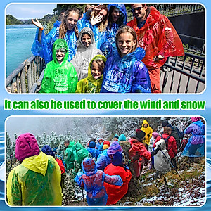 200 Pieces Adults Rain Ponchos Bulk 5 Colors Disposable Rain Ponchos with Hoods Emergency Disposable Raincoat Individually Wrapped Waterproof Plastic Ponchos for Man Women Traveling Camping Hiking