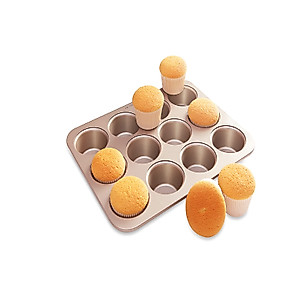 CHEFMADE 12-Cup Round Muffin and Cupcake Pan, Non-Stick Bakeware