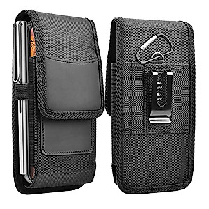 Njjex Cell Phone Holster for Samsung Galaxy S23 Ultra S22 S21 S20+ S10 S9 Note 20 A14 A21 A51 A71 A02S A12 A32 A42 A52 A13 iPhone 13 14 Pro Max 12 11 XR 7 8+ Nylon Belt Clip Holster Phone Holder Pouch