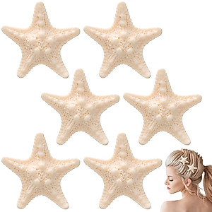 CHANZET 6Pcs Starfish Hair Clips, Resin Cute Beach Sea Hair Barrettes Pins, Mermaid Headpiece Hair Alligator Clips for Women Girls Hair Accessories Birthday Gift