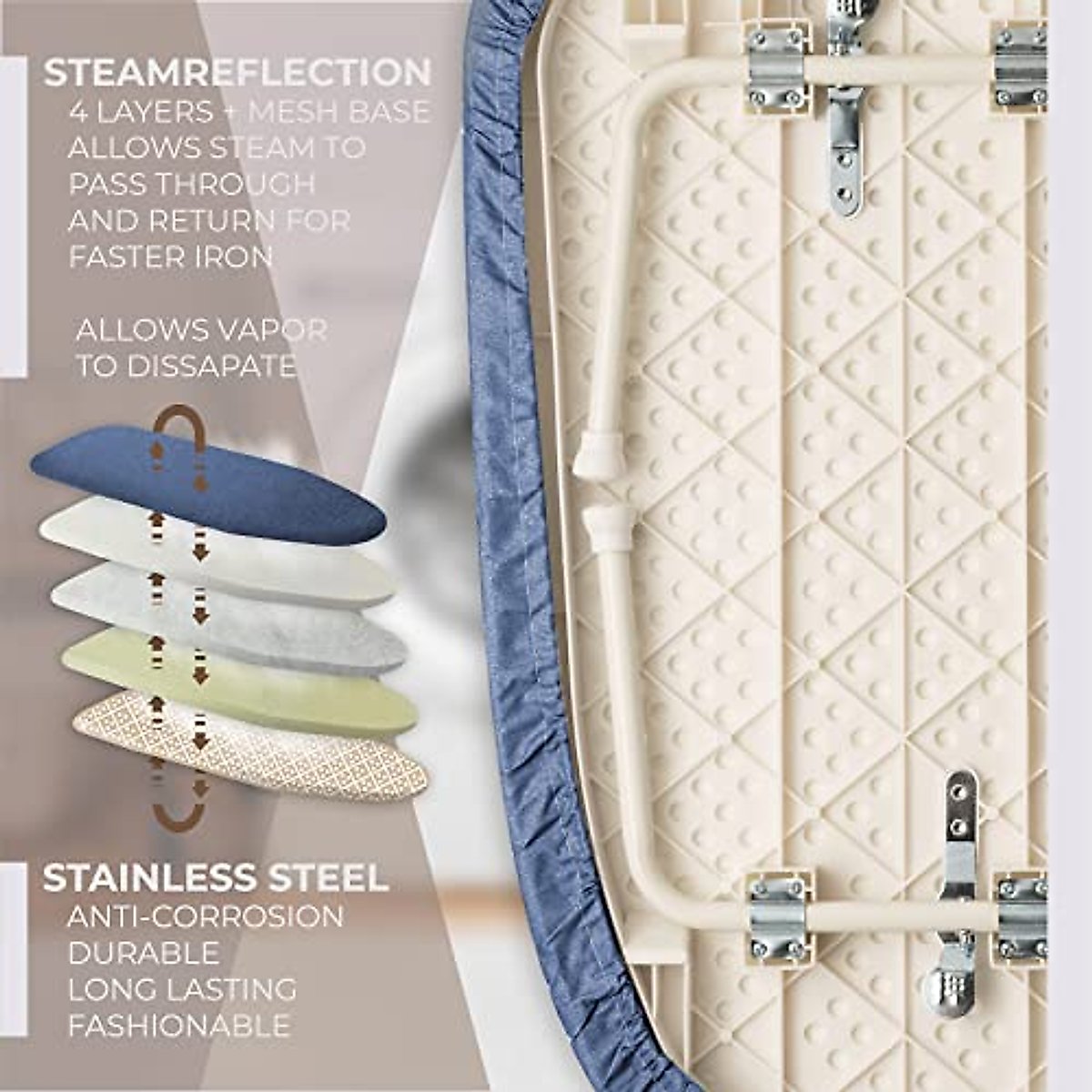 Bartnelli Tabletop Ironing Board Size 24x14 with Reinforced Steel Legs for Extra Stability, and Extra Layer Cover Padding for Smooth and Easy Ironing, Intelligent Locking System to Easily Fold Away