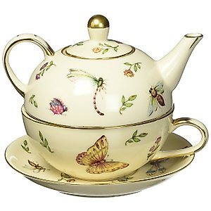 Botanical Porcelain Duo Teapot, Teacup and Saucer Set
