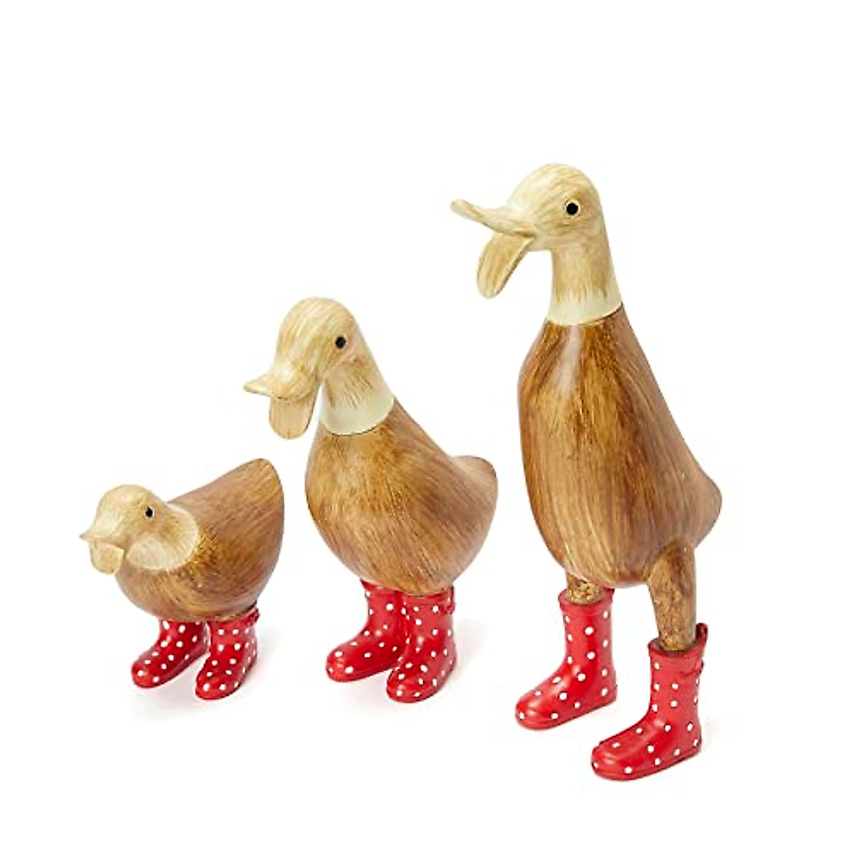 Duck Yard Decorations Yard Art Garden Puddle Ducks with Spotted Wellies Boots, Set of 3 - Garden Decor Statues, Duck Figurine Statue - Waterproof Indoor & Outdoor Lawn Gnome Ornament