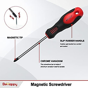 BEHAPPY 118PCS Magnetic Screwdriver Set, Screwdriver Set with Plastic Racking, Precision, Slotted, Phillips, Hex, Pozidriv, Torx Screwdriver Set and Magnetizer Demagnetizer DIY Tools for Tools Gift