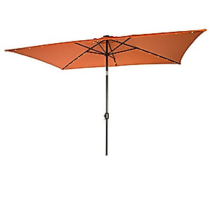 Trademark Innovations Rectangular Solar Powered LED Lighted Patio Umbrella - 10' x 6.5' (Orange)