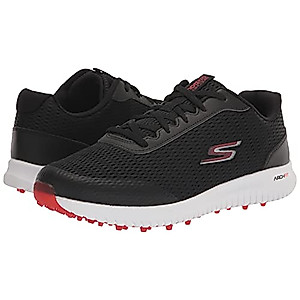 Skechers Men's Max Fairway 3 Arch Fit Spikeless Golf Shoe Sneaker, Black/Red, 11 Wide