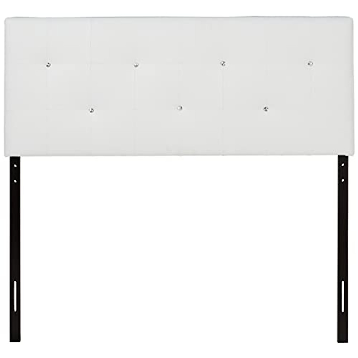 Baxton Studio Dalini Modern and Contemporary Full White Faux Leather Headboard with Faux Crystal Buttons