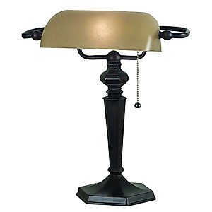 Kenroy Home Classic Banker Lamp ,15.5 Inch Height, 13 Inch Width, 10.5 Inch Ext. with Oil Rubbed Bronze Finish