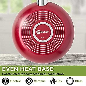 Ecolution Easy Clean Nonstick Cookware Set, Dishwasher Safe Kitchen Pots and Pans Set, Comfort Grip Handle, Even Heating, Ultimate Food Release, 20-Piece, Red