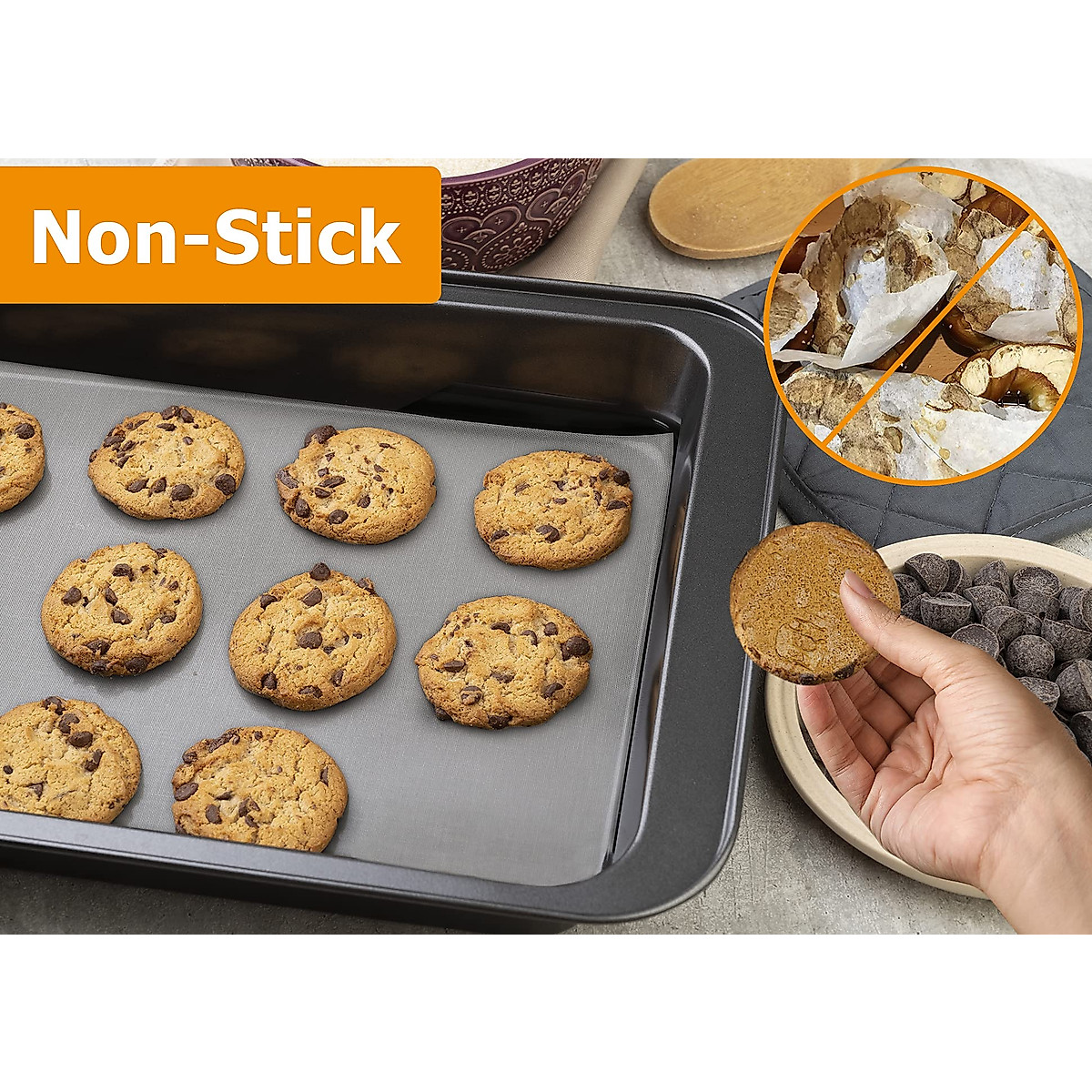 MMmat Silicone Baking Mat Roll - Best German Silicone - Non-slip Silicone Pastry Mat, Non-Stick Reusable Air Fryer Linner, Counter Mat, Oven Liner, Freeze Dryer Mat - 12IN x 8FT