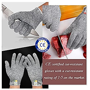 Oyster Shucking Knife Set of 2 Stainless Steel Oyster Knifes and 2 Pairs Level 5 Cut-Resistant Gloves，Oyster Knives Suitable for All Kinds of Shells and Oysters Shucking