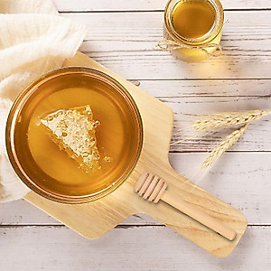 ICEYLI Wooden Honey Mixing Stirrer 4 Pcs 3 Inch Mini Honey Dipper Sticks Honey Comb Stick Honey Spoon Collecting Dispensing Drizzling Jam