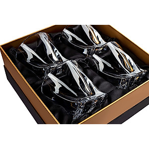 Crystal Whiskey Glasses Set of 4 - Luxury Satin-Lined Gift Box - Old Fashioned Whisky Cocktail Glasses with Rocks, Whisky Glass for Drinking Bourbon, Scotch, Cognac, Highball - Drink glasses