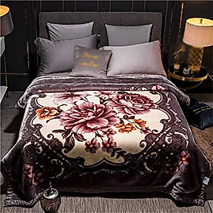 YLLWH Fleece Sheet Blanket Sofa Cover Blanket Soft Warm Thick Bedspread Rugs Vintage Blooming Flowers Printed (Color : D, Size : 180X220cm)