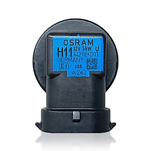 Osram H11 64211L+ DOT Original Standard Halogen Bulb 12V 55W 3800K PGJ19-2 Made in Germany/Pack of 2
