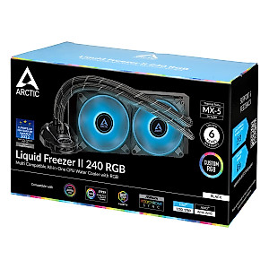 ARCTIC Liquid Freezer II 240 RGB - Multi-Compatible CPU AIO Water Cooler with RGB, Compatible with Intel & AMD, PWM-Controlled Pump, CPU Cooler, AIO Cooler, CPU Liquid Cooler - Black