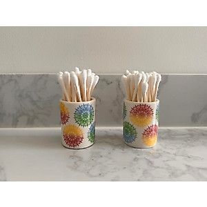 Home Haven Qtip Holder - Boho Mandelas Design - Q Tip Holder for Bathroom, Floss Pick Holder, Cotton Swab Holder, Bathroom Sink Decor, Flosser Holder, Bathroom Vanity Decor, Cute Bathroom Decor