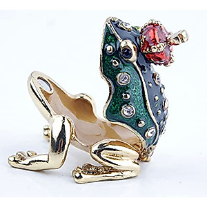 SEVENBEES Small Frog Prince Trinket Boxes Hinged Frog Figurine Jewelry Boxes Gift for Girls Women