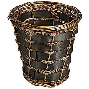 Household Essentials ML-2215 Small Decorative Wicker Waste Basket | Haven Willow and Poplar | Natural Dark Brown