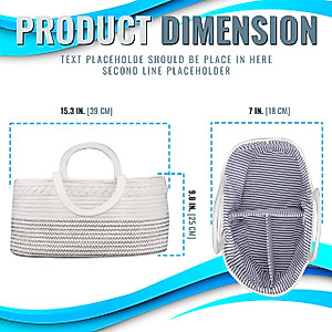 Baby Basket - Jeneric Design?s Woven Rope Portable Light Weight White Nursery Caddy Basket with Handles for Storage and Organization of Diapers, Toys, Baby Laundry Clothes, Towels, Blankets
