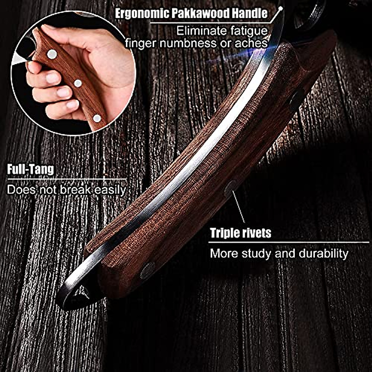 ZENG Butcher Knife Hand Forged Boning Knife with Sheath, Viking Knife, Huusk Japanese Knife, High Carbon Steel Fillet Chef Knife Meat Cleaver Knife for Kitchen, Camping, BBQ