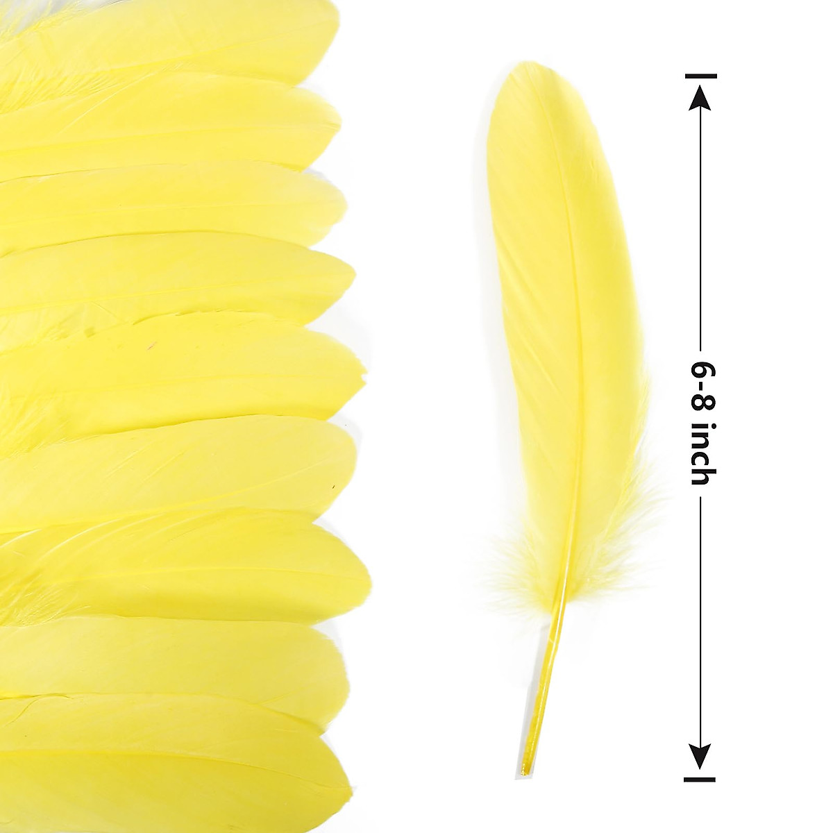 THARAHT 120pcs Yellow Goose Feathers Natural Bulk 6-8 inch 15-20cm for Crafts DIY Cosplay Wedding Party Halloween Decoration Goose Nagoire Feathers