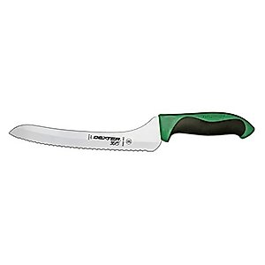 Dexter 9" Scalloped Offset Slicer, Green Handle