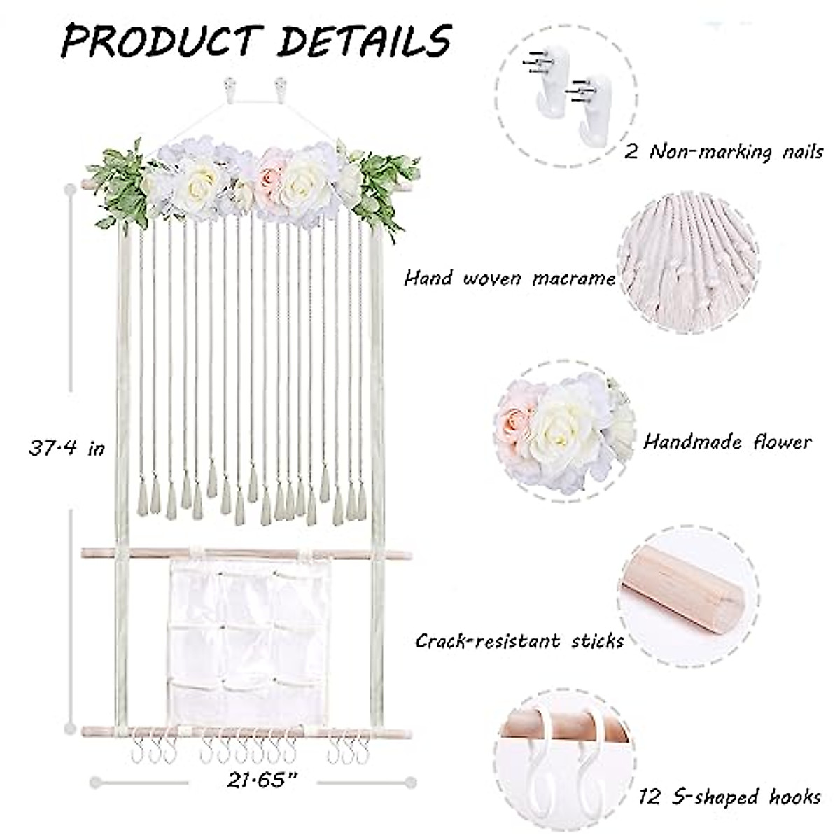 cherrboll Bows Holder for Girls, X-Large Capacity Headbands Hair Bows Organizer Stand Wall Hanger Decor for Nursery Room Toddler Women