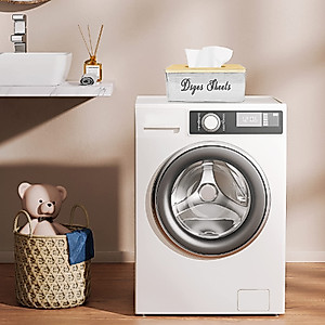 Chris.W Bamboo Dryer Sheet Holder Dispenser, Clear Fabric Softener Sheets Holder, Clear Washer Dryer Sheets Container Storage Box with Lid for Laundry Room Decor & Organization, Large Capacity Storage