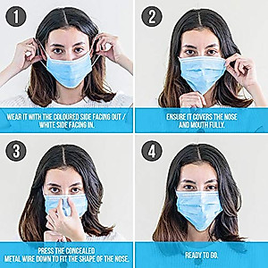 Disposable Face Masks 50 PCS 3 Layer Protection Breathable Face Masks, For Dust Covering, Protective Dust Filter, PPE Safety Mouth Cover, and Nose Shield - SereneLife 50 Blue