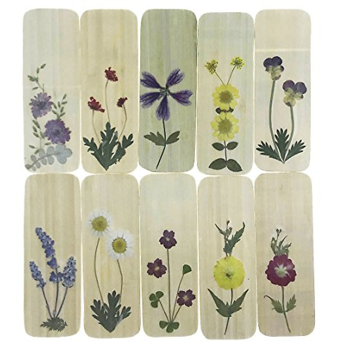 10 Pcs Handmade Bamboo Dried Flowers Chinese Style Bookmarks for Kids School Study Decoration Souvenirs Business Christmas Birthday Gift