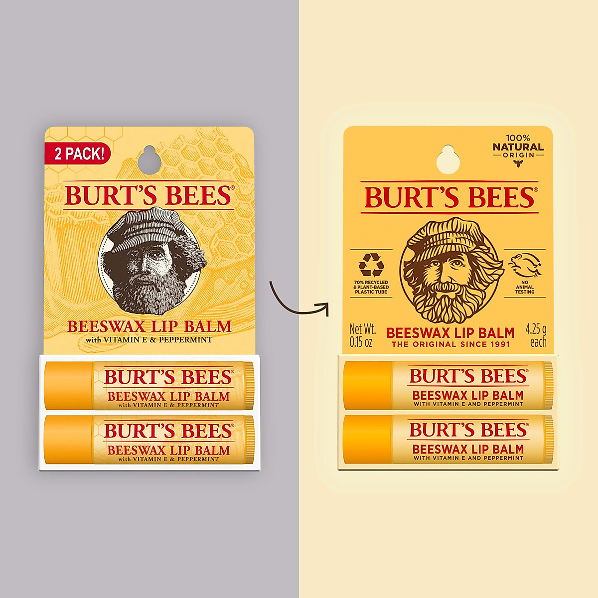 Burt's Bees Lip Balm - Original Beeswax, Lip Moisturizer With Responsibly Sourced Beeswax, Tint-Free, Natural Origin Conditioning Treatment, 2 Tubes, 0.15 oz.
