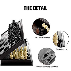 LEAP 9.8" Magnetic Chess Set Foldable Portable Game Board for Adult Travel set with 2 queens