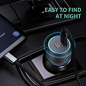 Dual 20W USB C Car Charger, Fast Charging Compatible for iPhone 14/Plus/13/12 Pro/Max/Mini/11, Samsung Galaxy S22/S21, iPad Pro Cigarette Lighter USB Charger Adapter