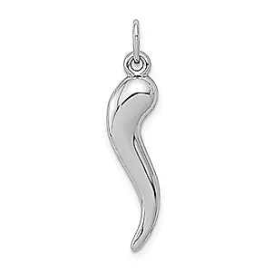 IceCarats 14K White Gold Cornicello Italian Horn Necklace Lucky Protection Amulet Pendant Chilli Pepper Charm 28mm x 6.23mm Only