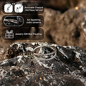 MILACOLATO G23 Titanium 18G Septum Clicker Nose Rings Double Open Stack Conch Daith Earrings Helix Tragus Cartilage Earrings Piercing Jewelry with Clear CZ for Women Men 12MM, Silver Tone