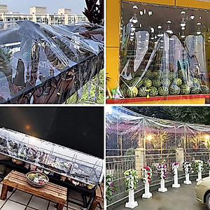 3 x 10 ft Clear Waterproof Tarp, PVC 11.8 Mil Tarpaulin with Grommets and Cable Tie, Duty Heavy Tear Resistant Cover for Camping, Plants Greenhouse, Cars, Patio and Pavilion