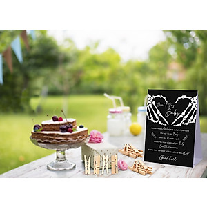 Don't Say Baby Baby Shower Game,Halloween Gothic Baby Shower Decorations,Mini Clothespins for Baby Shower,Neutral Baby Shower Decorations,Little Cutie Baby Shower,1 Sign & 50 Mini Clothespins Set-B4