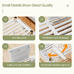 UIFER Dish Drying Rack, Dish Drainers for Kitchen Counter, Small Dish Drying Rack with Drainboard and Utensil Holder, Compact Dish Drying Rack Easy to Use (Green, Countertop)