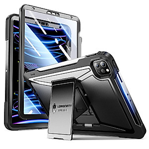 ZtotopCases for iPad Pro 11 Case 4th/3rd/2nd Generation 2022/2021/2020 with Pencil Holder, Full Body Protective Rugged Cover with Built-in Screen for iPad Pro 11 Inch iPad Case 4th/3rd/2nd Gen, Black