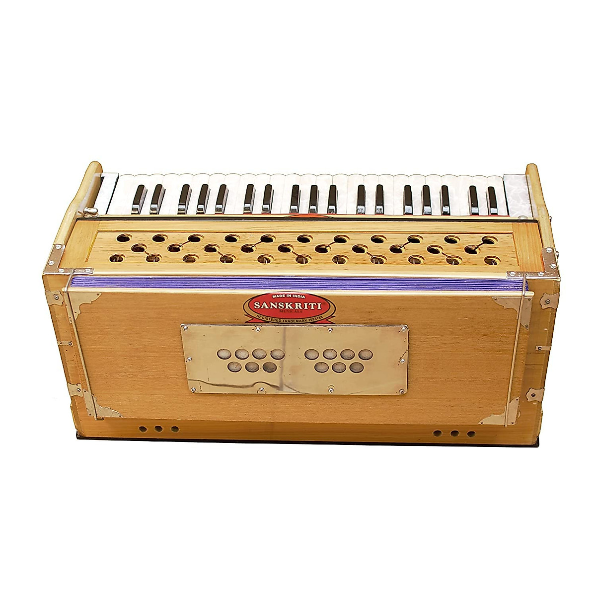 Harmonium by Maharaja Musicals, In USA, 9 Stops, 3 1/2 Octave, Double Reed, Coupler, Natural Color, Standard, Padded Bag, A440 Tuned, Musical Instrument Indian Sangeeta (PDI-AABG)